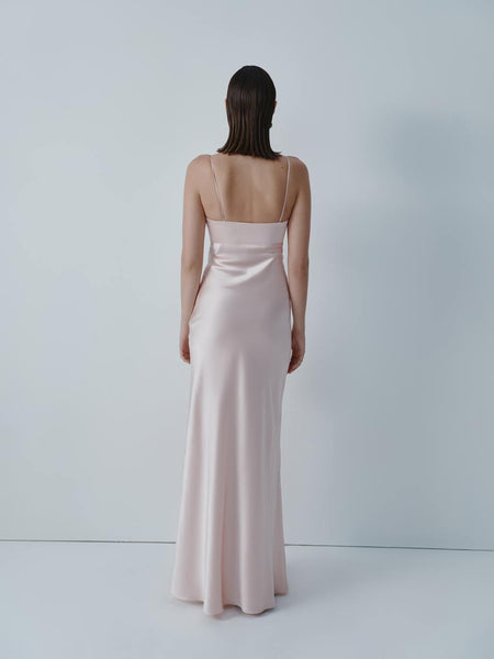 Dusky pink silk origami dress – ELENAREVA